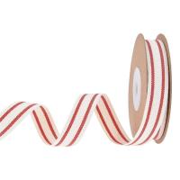 China 10mm-38mm*10y Black And Red Striped Cotton Ribbon For Gift Packing And Garment Accessories for sale
