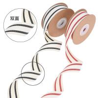 China 10mm-38mm*10y Black And Red Striped Cotton Ribbon For Gift Packing And Garment Accessories for sale