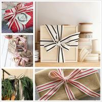 China 10mm-38mm*10y Black And Red Striped Cotton Ribbon For Gift Packing And Garment Accessories for sale