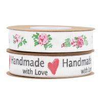 China 15mm*10m Printed Cotton Ribbon For Gift Packing And Garment Accessories for sale