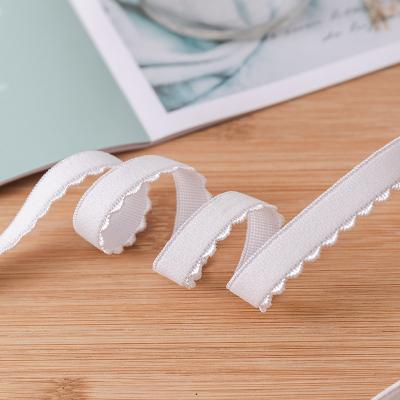 China Garment Accessories Ribbon 1.2cm Weaved Edge Polyester Elastic Bra Strap with Eco-friendly Features for sale