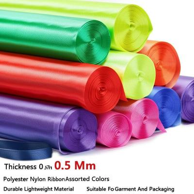 China Thickness 0.5 Mm Polyester Nylon Ribbon Assorted Colors Durable Lightweight Material Suitable For Garment And Packaging for sale