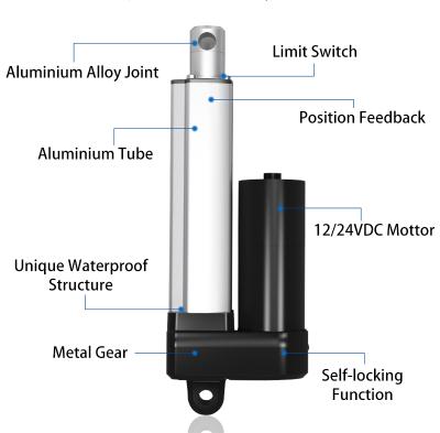 China 2000N 12V 24V DC Motor Industrial Linear Actuators IP65 For Automation Systems for sale