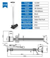 China Quiet 24V DC Adjustable Furniture Linear Actuator 2000N Load Built In Limit Switch for sale