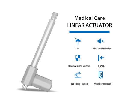 China 12V 24V Dual Voltage Low Noise 8000N IP65 Linear Actuator for Electric Hospital Bed for sale