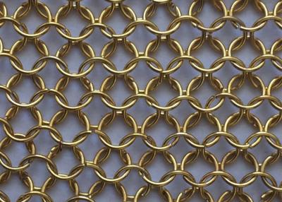 China Brass Metal Ring Mesh 0.7-3mm Wire Diameter 4000mm Width for Decorative Curtains and Partitions for sale
