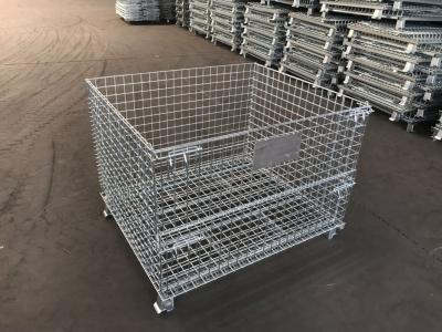 China 6.0mm Wire Mesh Container Collapsible Welded Steel Storage Cage with Wheels 50x50mm Hole for sale