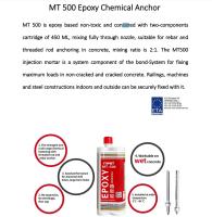 China MT-500 Epoxy Resin Injection Anchorage Glue for Rebar Anchoring 400ml for sale