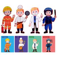 China Uniforms for Firefighter Doctor Policeman, Chef Magnetic Jigsaw Puzzle Birthday Gift For Kindergarten for sale