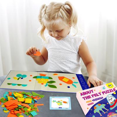 China EN71-1 Felt Flower Stickers Puzzle Game , Geometric Jigsaw Puzzle For Toddler Kids for sale