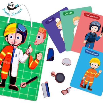 China Uniforms for Firefighter Doctor Policeman, Chef Magnetic Jigsaw Puzzle Birthday Gift For Kindergarten for sale