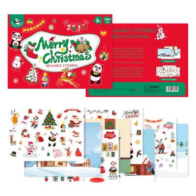China Merry Christmas 100PCS Repositionable Enlarge Stickers with 4 Color Backgrounds for sale