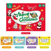 China Merry Christmas 100PCS Repositionable Enlarge Stickers with 4 Color Backgrounds for sale