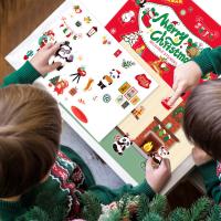 China Merry Christmas 100PCS Repositionable Enlarge Stickers with 4 Color Backgrounds for sale