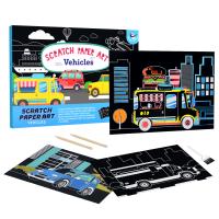 China Kids Magic Scratch Art Vehicles Scene Draw Paper Arts Crafts Painting Black Coated for sale