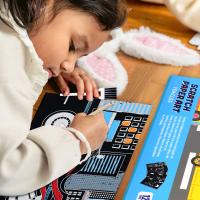 China Kids Magic Scratch Art Vehicles Scene Draw Paper Arts Crafts Painting Black Coated for sale