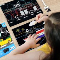China Kids Magic Scratch Art Vehicles Scene Draw Paper Arts Crafts Painting Black Coated for sale