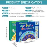 China My Daily Routine 25 Pcs Wood Wooden Puzzle For Toddlers Time Awareness Learning for sale