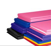 China Folding Gymnastics Mat 4x6 ft 2 inch Thick PE Foam Vinyl Tumbling Mat for Home Use for sale