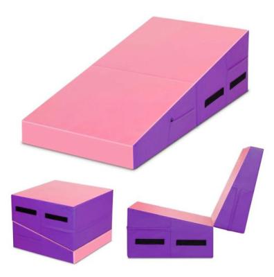 China PVC Cover Folding Gymnastics Wedge Mat 23.5x23.5x18 Inch for Preschoolers for sale