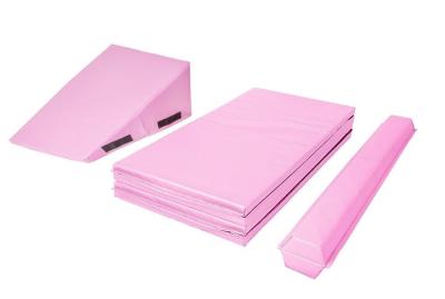 China Eco Vinyl Foldable Incline Gymnastics Mat Kit 4x8x2in with Balance Beam for Home Training for sale