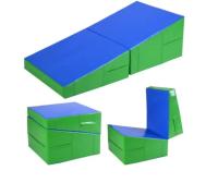China Commercial Gymnastics Incline Wedge Mat 180x60x30cm PVC Foam Folding Tumbling Mat for Gym Training for sale