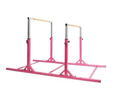 China Kids Gymnastics Parallel Bars Double Horizontal Bars Adjustable Height 38-55in A3 Steel Bamboo Bar for sale