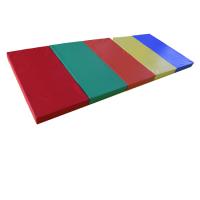 China Foldable Home Gymnastics Tumbling Mat 18 oz Vinyl Cover PE Foam Core 2 inch Connector Strips for sale