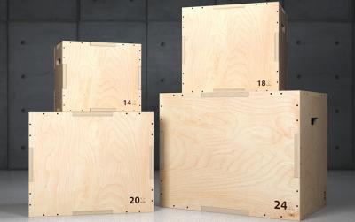 China 3-in-1 Wooden Plyometric Box 16 20 24 inch for Crossfit HIIT Workout Jump Box for sale