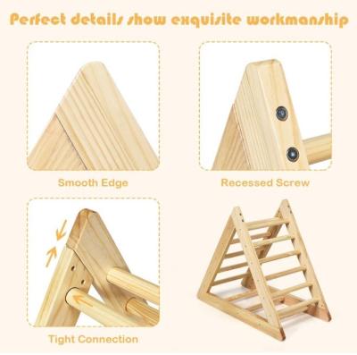 China Wooden Climbing Triangle Ladder for Toddlers 3-in-1 Montessori Climber with Ramp 80cm for sale