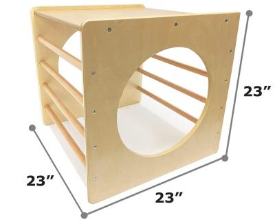 China Wooden Toddler Climbing Cube and Tunnel 23x23x23 Inch Indoor Outdoor Playset for sale