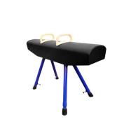China Adjustable Low Pommel Horse 160x35x50-65cm Gymnastics Training Equipment with Cowhide Leather for sale
