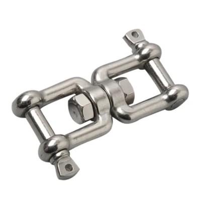 China Polished Stainless Steel Double Jaw Ended Swivel Eye Hook For Heavy Duty for sale