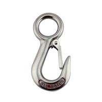 China 304 Stainless Steel Large Eye Crane Lifting Hook with Latch OEM and Durable Design for sale