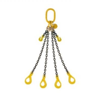 China High Capacity G80 Double Leg Lifting Sling Chain with 48kN Test Load and Black Finish for sale