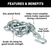 China 48kN Trailer Safety Chain With S Hook 0.25 Inch Diameter Nonstandard for sale