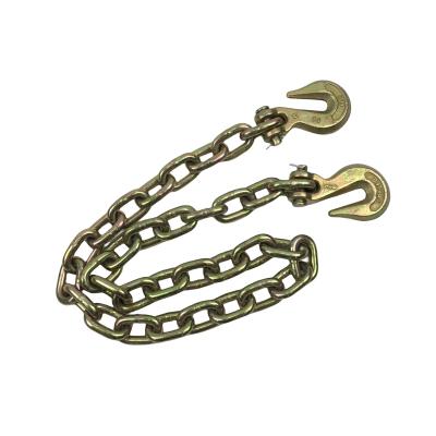China 5/16''x 18' Yellow Zinc G70 Transport Chain With Clevis Hook for Blacken Finished for sale