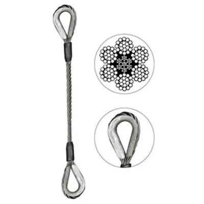 China - AISI 304 316 Stainless Steel 7x7 6x36 Dia 8mm IWRC RHRL Hard Soft Eye Finish Ungalvanized Cable Wire Rope Sling for sale