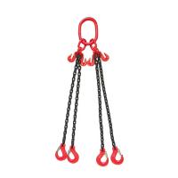 China 2t Load Limit Red Lifting Chains With Hooks G80 Alloy Steel 8mm Diameter Multi Leg for sale