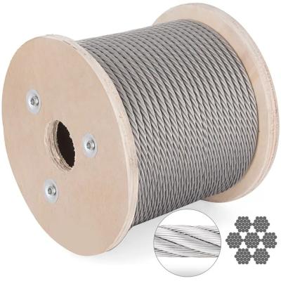 China AISI 304 Stainless Steel Wire Rope 7x19 for Cable Railing 1/8