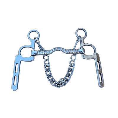 China Polished Finish Stainless Steel Elbow Bit with Low Port Mouth and Hooks Curb Chain for sale