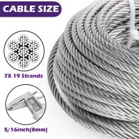 China Bending 7x19 Strands Steel Aircraft Cable 50 feet 5/16 inch Stainless Steel for Needs for sale