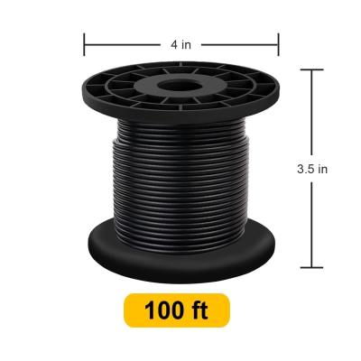 China 304 Stainless Steel Wire Cable Coated in Black Vinyl for String Lights Clothing Wire for sale