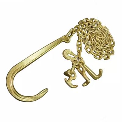China Diameter 8mm Black Yellow Galvanized Transport Chain Towing Chains with Hooks for sale