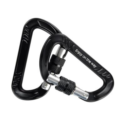 China Climbing Aluminum Carabiner with Galvanized Finish CE Certified D Shape Screw Gate for sale
