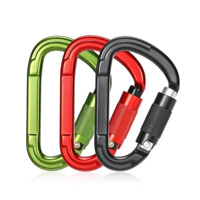 China Heavy Industry 25kN Aluminum Alloy D-shape Snap Hook Carabiner for Climbing for sale