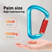 China Aluminum 30KN D Shape Climbing Snap Hook Customized Outdoor Carabiner for sale