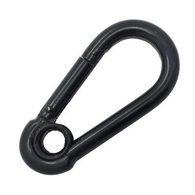 China Versatile Black Coated Stainless Steel Spring Snap Hook Carabiner for Any Environment for sale
