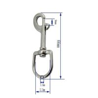 China Polished Stainless Steel Boat Chain Swivel Eye Spring Snap Hook 73mm for Heavy Industry for sale