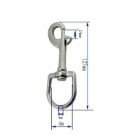 China Polished Stainless Steel Boat Chain Swivel Eye Spring Snap Hook 73mm for Heavy Industry for sale
